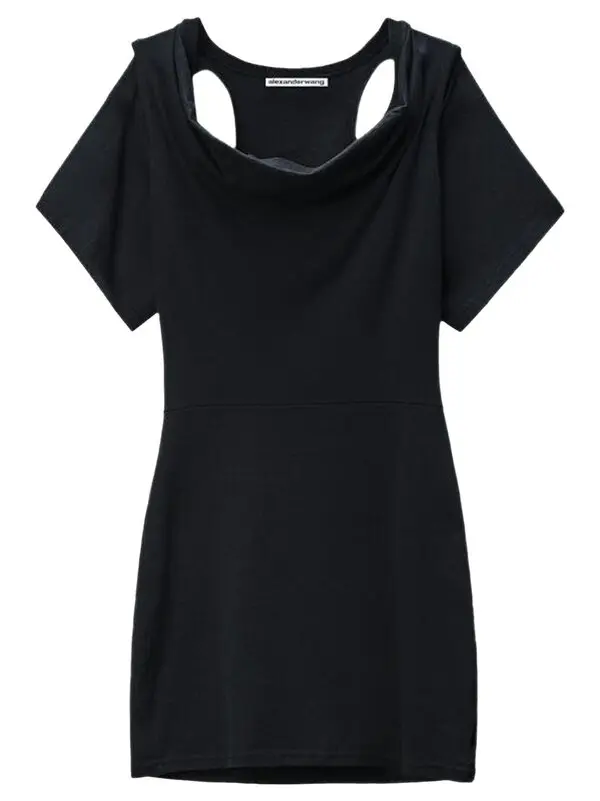 Alexander Wang Deconstructed Cowl Neck Mini Dress - Black