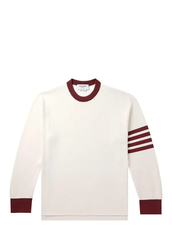 Thom Browne Rugby Fit Milani Stitch Crew Neck Pullover - White