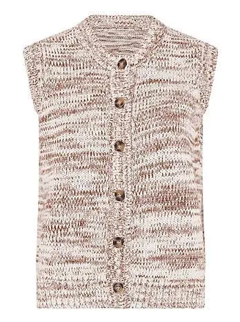 OMNES Cotton-knit Vest - Brown/cream
