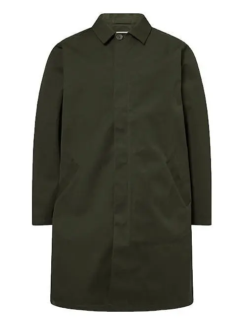 PERCIVAL Greyson Long-sleeve Cotton Blend Trench Coat - Forest With Olive