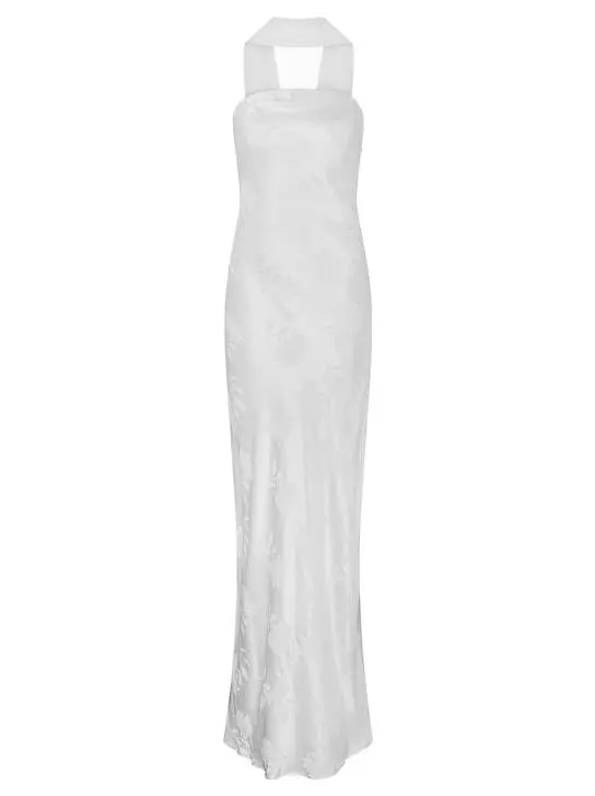 OMNES Faith Floral-jacquard Satin Maxi Dress - Ivory