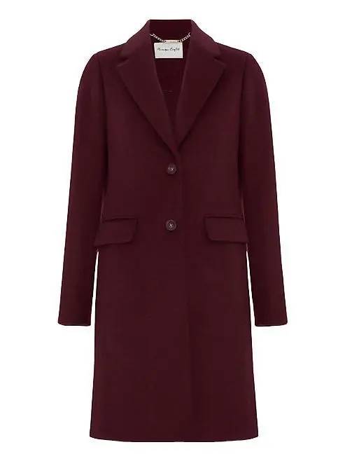 PHASE EIGHT Lydia Single-breasted Wool-blend Coat - Burgundy