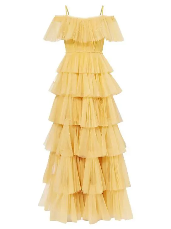 Huishan Zhang X Disney Gala Ruffled Gown - Yellow