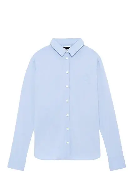 The Kooples Logo-embroidered Long-sleeve Cotton Shirt - Blue Sky