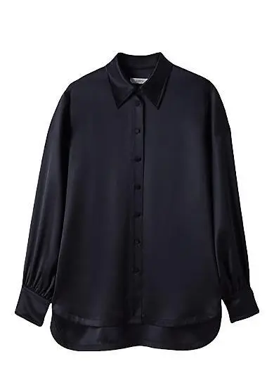 JOSEPH Long-sleeved Satin Blouse - Black