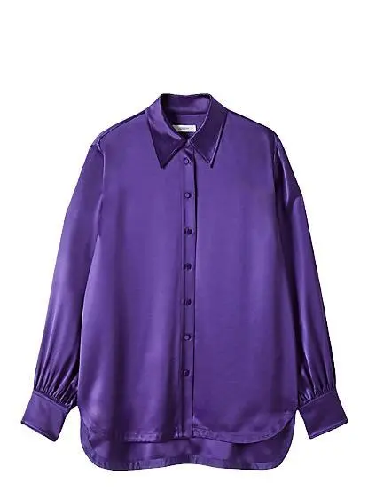 JOSEPH Long-sleeved Satin Blouse - Violet
