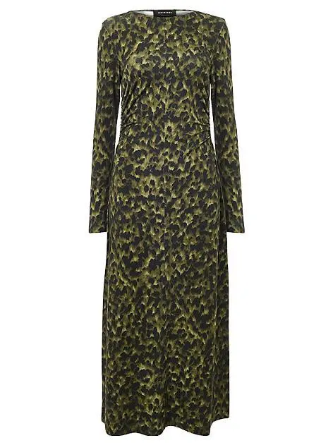 Whistles Ruched Animal-print Stretch-jersey Midi Dress - Multi-coloured