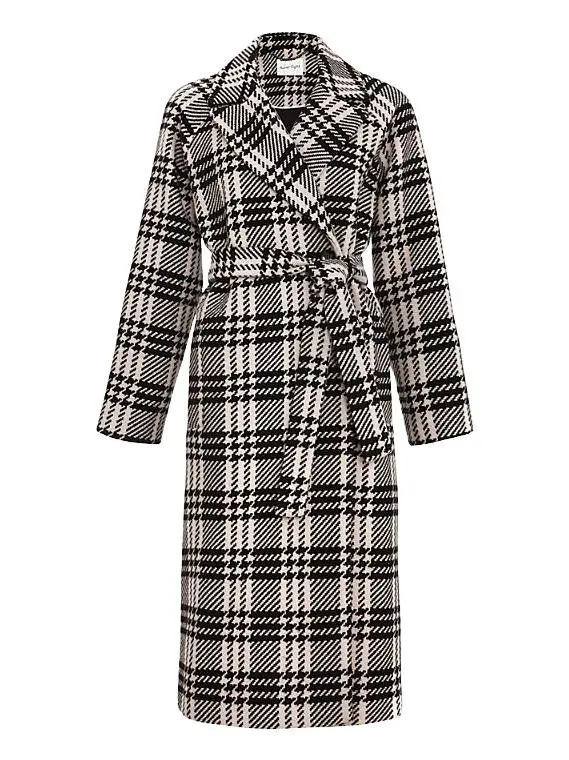 PHASE EIGHT Checked Woven Coat - Black/ivory