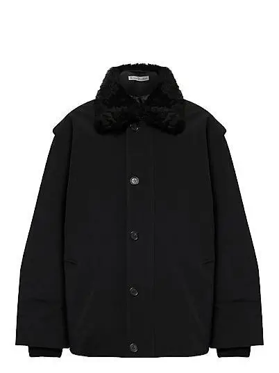 Acne Studios Omanti Shearling-collar Nylon Jacket - Black