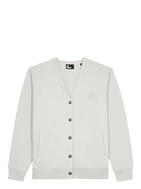 The Kooples Logo-embroidered Button-up Cotton Cardigan - Light Grey