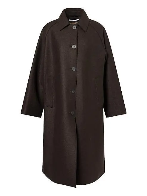 Harris Wharf London Balmacaan Relaxed-fit Wool Coat - Dark Brown