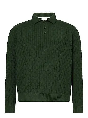 PERCIVAL Basket-weave Knitted Jumper - Forest