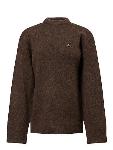 4TH & RECKLESS Embroidered Knitted Jumper - Chocolate