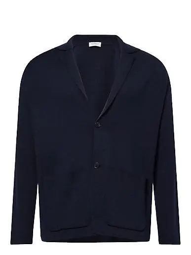 John Smedley Notched-collar Single-breasted Wool Knitted Blazer - Midnight