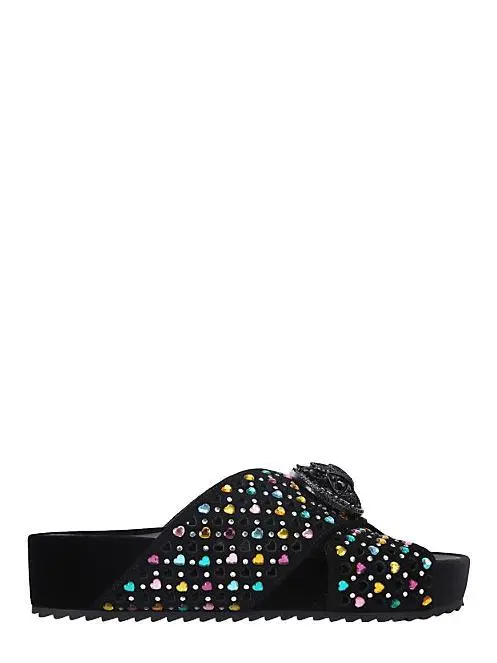 Kurt Geiger Chelsea Cross-strap Suede Sandals - Black/comb