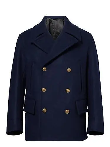 Dunhill Double-breasted Notched-collar Wool Pea Coat - House Navy