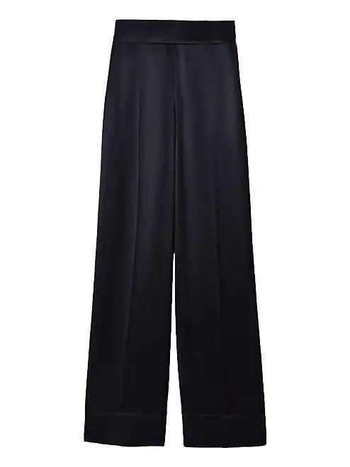 JOSEPH Satin Wide-leg Trousers - Black