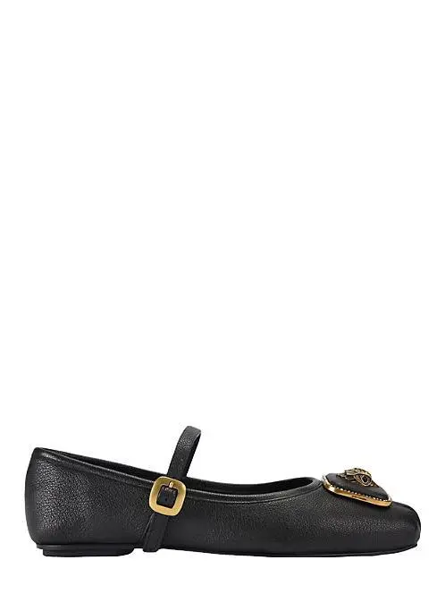 Kurt Geiger Pimplico Embellished Leather Ballet Flats - Black