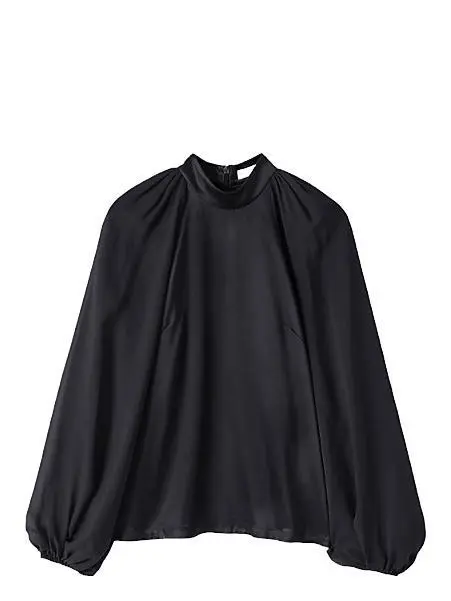 JOSEPH Cave High-neck Satin Blouse - Black