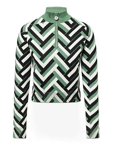 Perfect Moment La Tour Quarter-zip Merino-wool Jumper - Waffle Print - Green