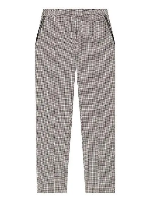 The Kooples Houndstooth Wool-blend Trousers - Black Grey