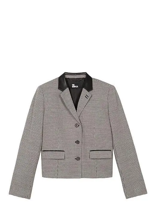 The Kooples Houndstooth Stretch Wool-blend Jacket - Black Grey