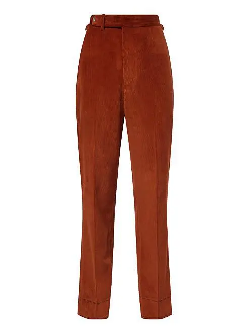 Dunhill Double-pleated Straight-leg Corduroy Trousers - Burnt Orange