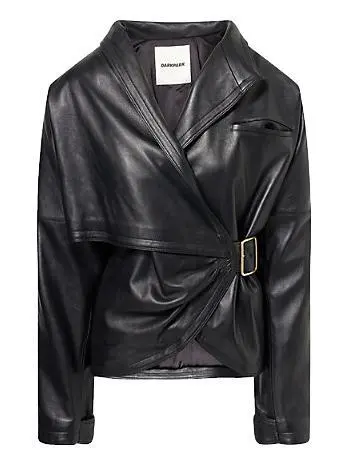 DARKPARK Draped Leather Jacket - Black