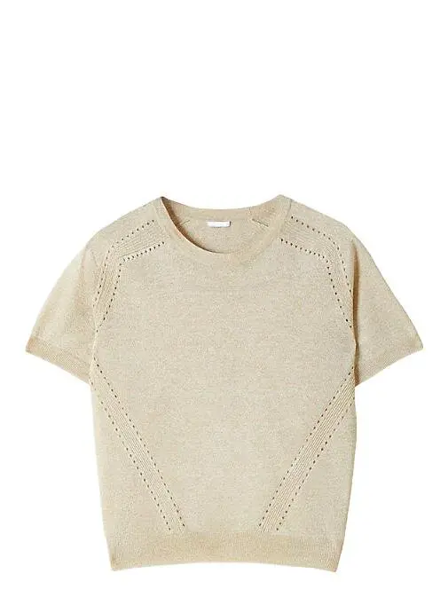 JOSEPH Lille Short-sleeved Knitted Top - Gilt