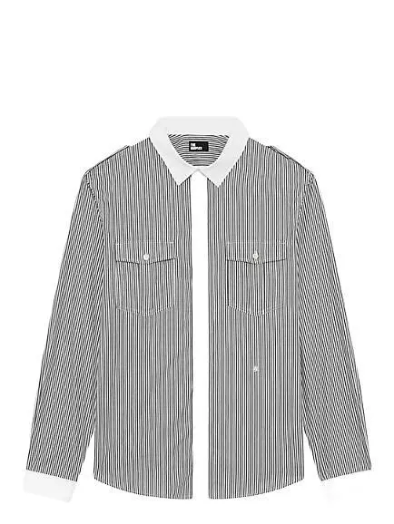 The Kooples Pinstripe Slim-fit Cotton Shirt - Black White
