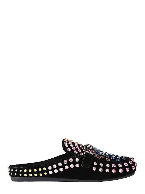Kurt Geiger Crystal Embellished Suede Slippers - Black/comb
