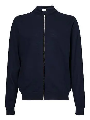 John Smedley Textured Crewneck Wool Cardigan - Midnight