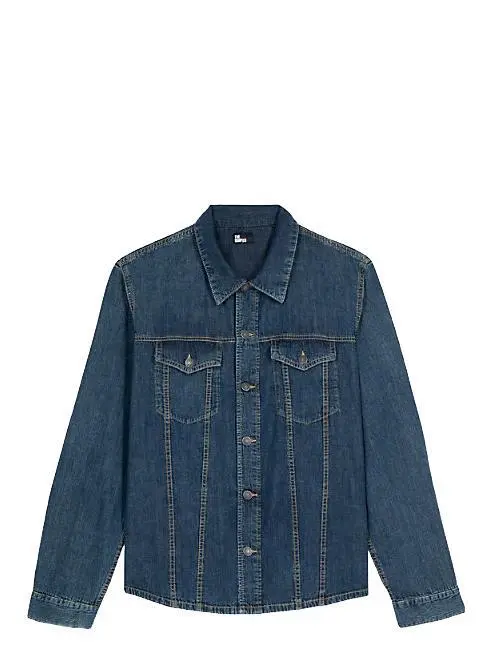 The Kooples Collared Patch-pocket Denim Shirt - Medium Blue