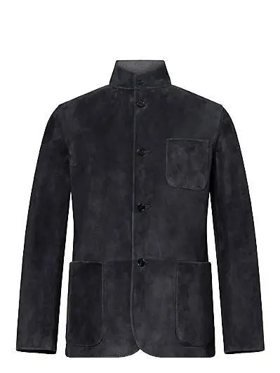 Dunhill Driving Patch-pocket Suede Jacket - Charcoal
