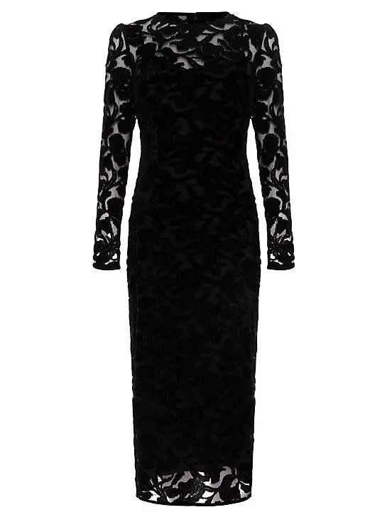 PHASE EIGHT Viktoria Lace Mesh Midi Dress - Black