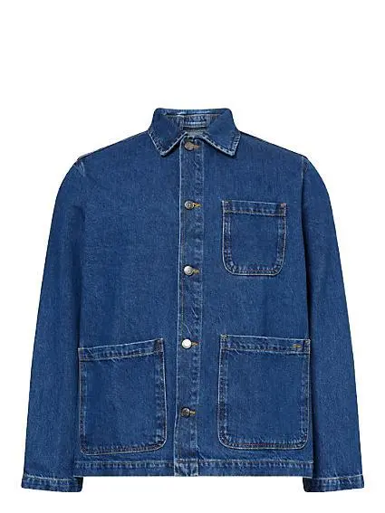 PERCIVAL Gove Chore Denim Jacket - Mid Wash Blue