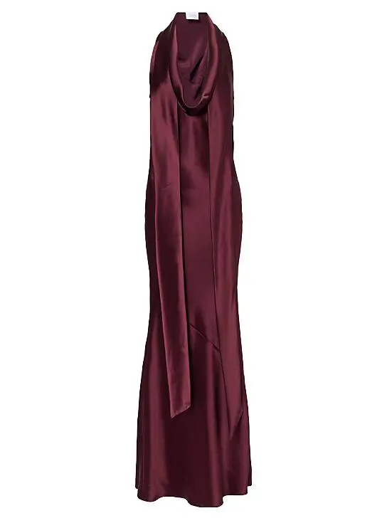 Galvan Delphinus Cowl-neck Maxi Dress - Mahogany