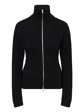 MAISON MARGIELA High-neck Ribbed Wool Cardigan - Black