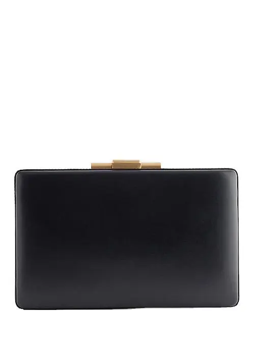 Victoria Beckham Geometric Top-handle Leather Box Clutch - Black