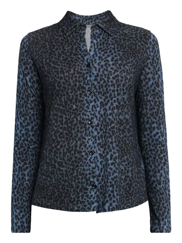 Majestic Filatures Leopard-print Cotton Cashmere Shirt - 1000 Bleu