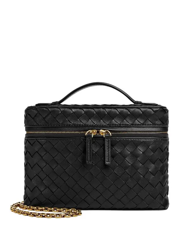 Bottega Veneta Small Intrecciato Leather Crossbody Bag - Black