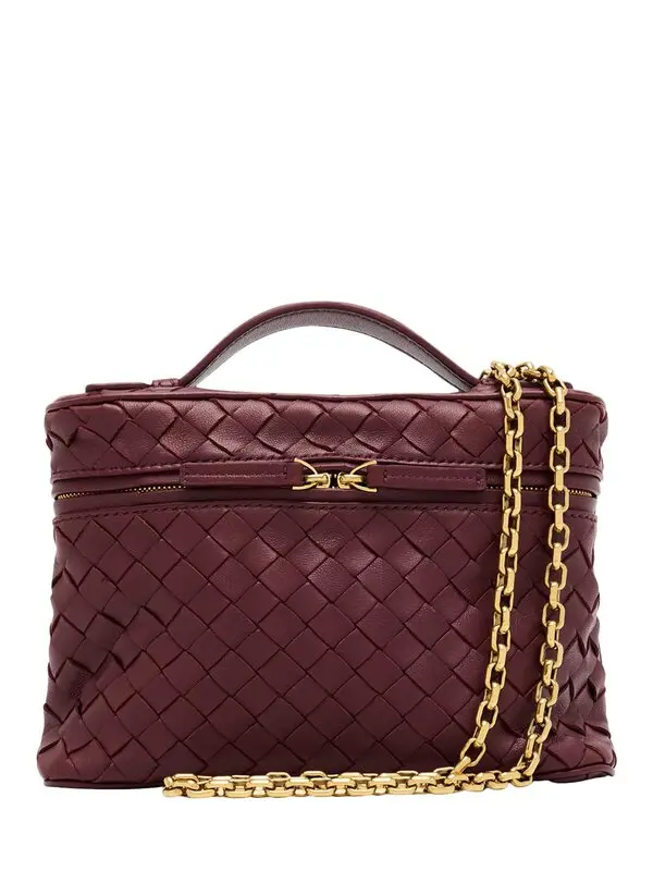 Bottega Veneta Small Intrecciato Leather Crossbody Bag - Maroon