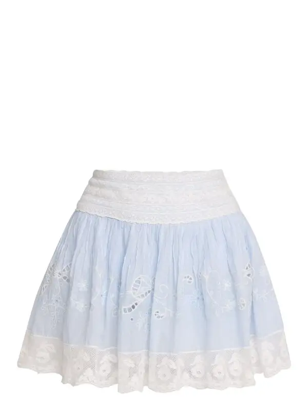 LoveShackFancy Levant Lace Cotton Mini Skirt - Pale Blue