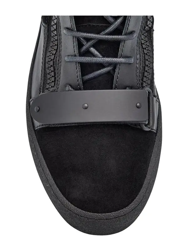 GIUSEPPE ZANOTTI Leather And Suede Zip High-top Sneakers - Nero