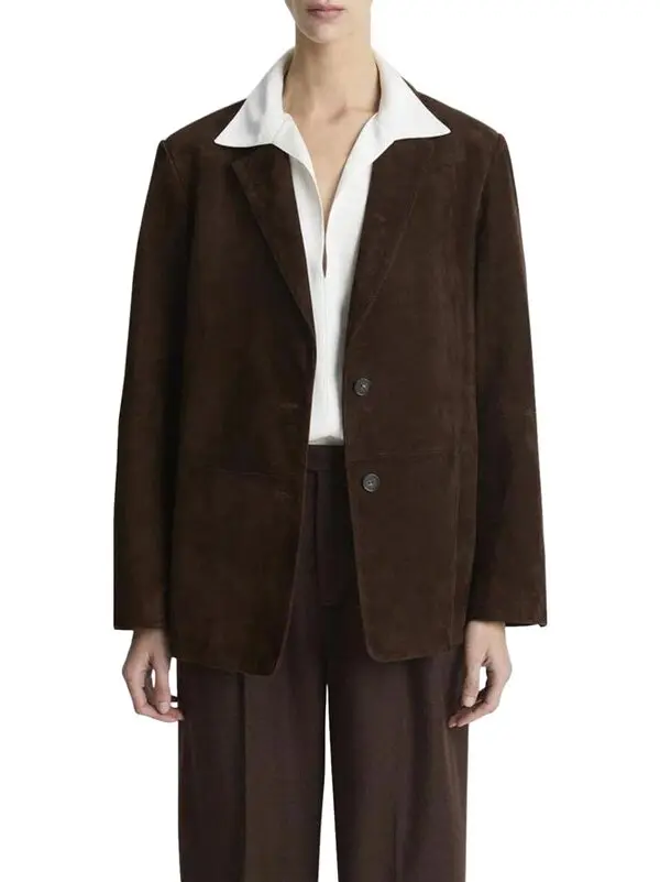 Vince Single-breasted Suede Blazer - Choc