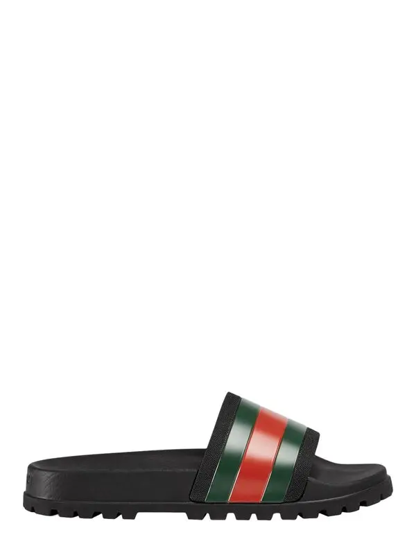 Gucci Pursuit Trek Web Slide Sandals - Black