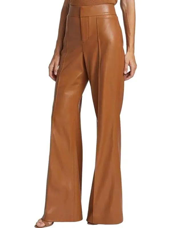 Alice + Olivia Dylan Vegan Leather Wide-leg Pants - Camel