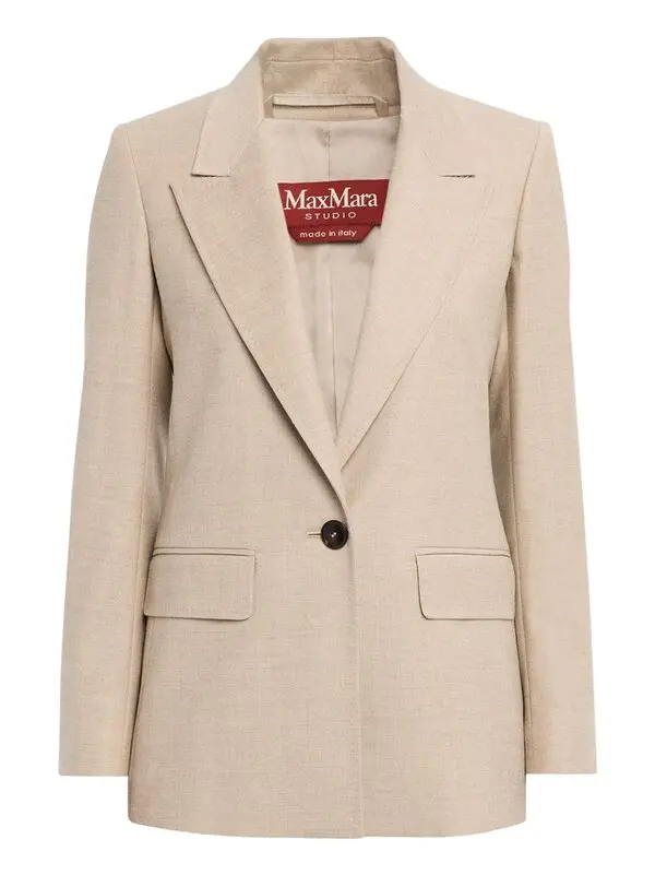 Max Mara Bolsena Flannel One-button Blazer - Beige