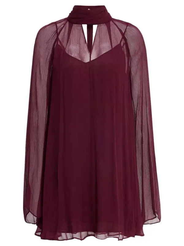 Staud Esther Semi-sheer Mini Dress - Syrah