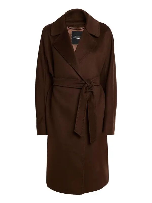 Max Mara Corte Belted Wool Wrap Coat - Chocolate